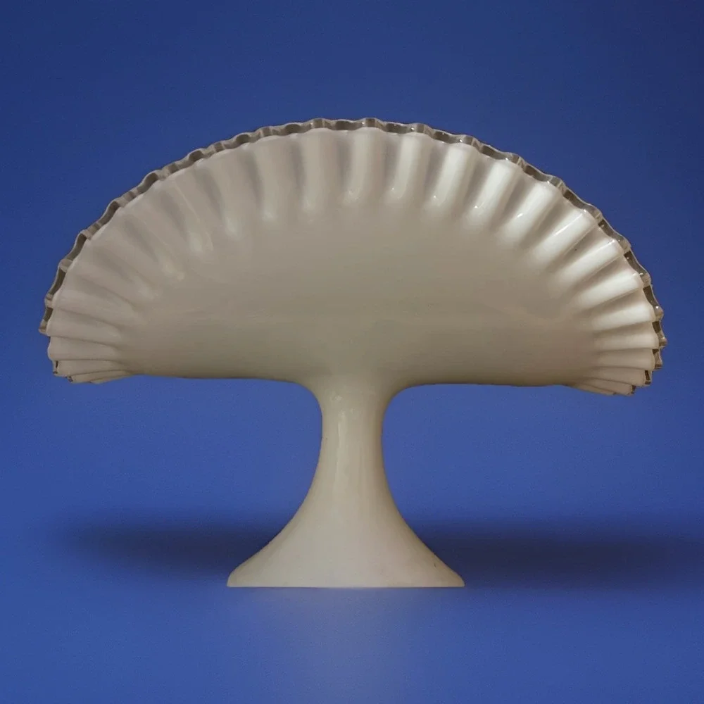Silvercrest | Dining | Vtg Milk Glass Pedestal Compote Bowl Ruffled ...